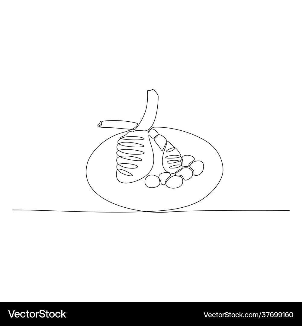 Continuous line drawing lamb meal with potato Vector Image