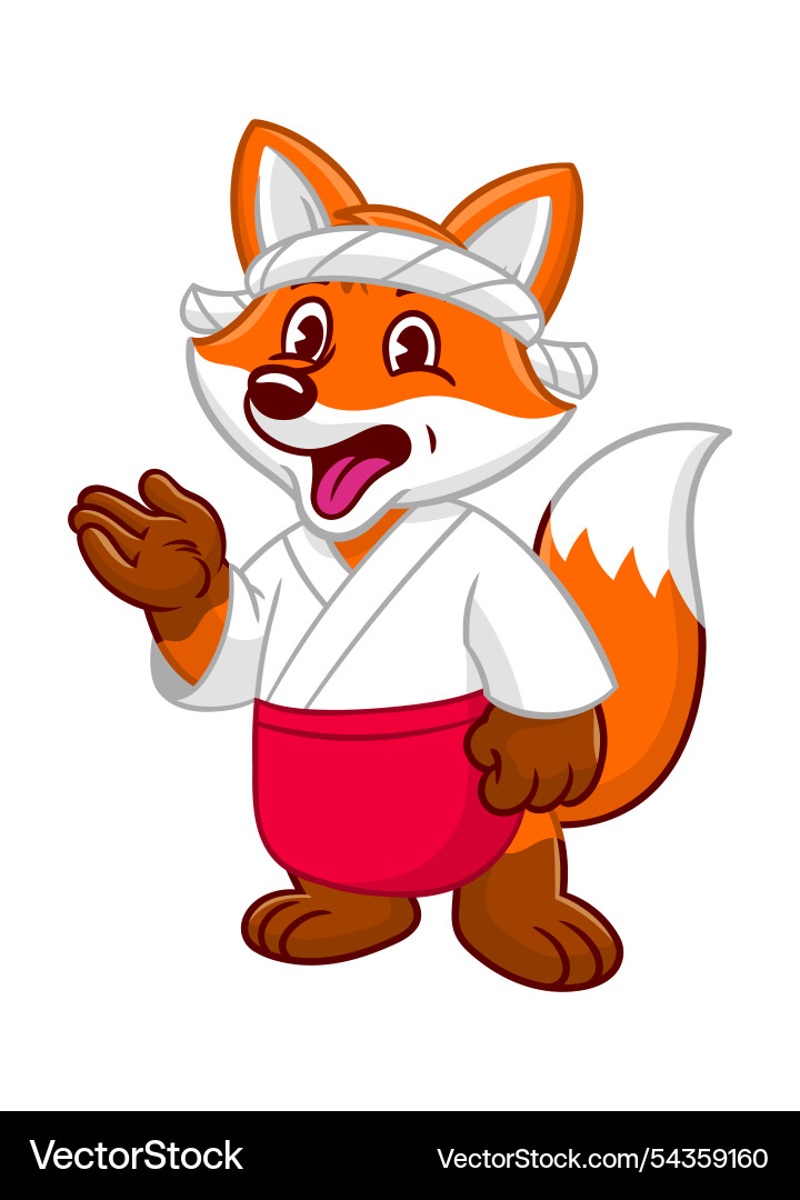 Happy fox japanese chef mascot character Vector Image