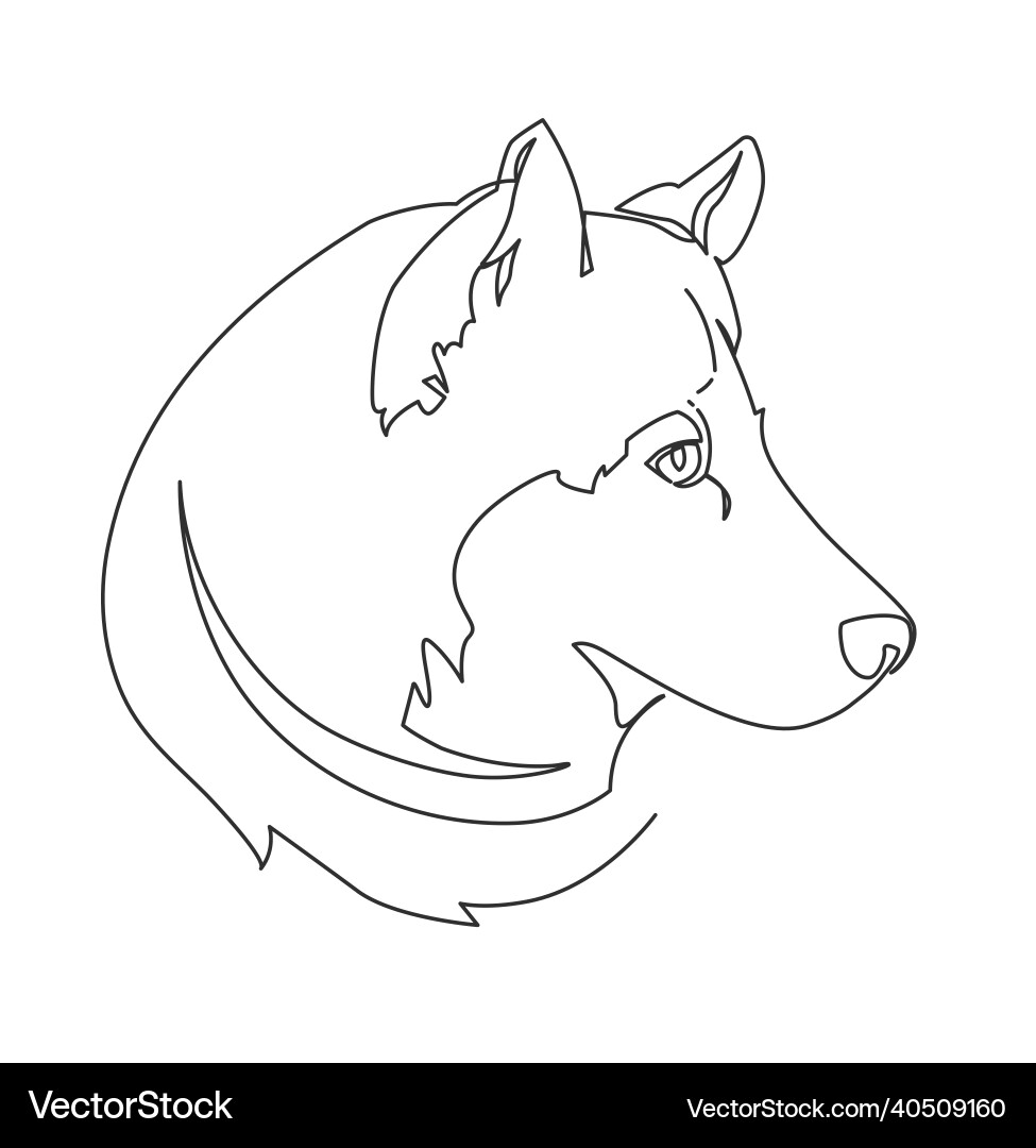 Husky dog head single continuous line hand drawing
