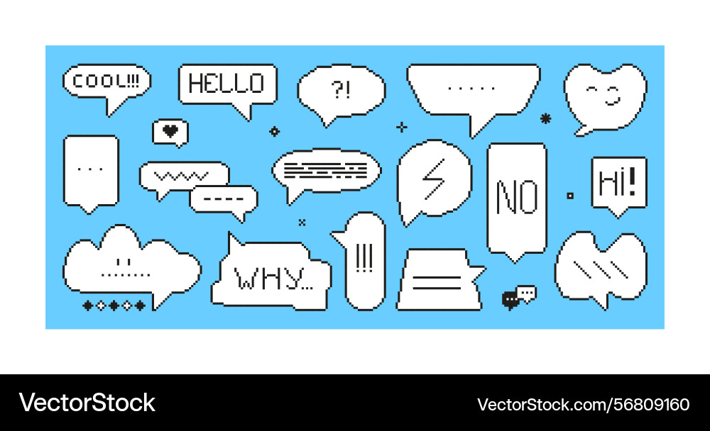 Pixel art speech bubbles dialogue frames abstract Vector Image