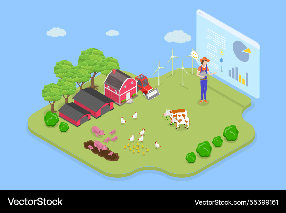 3d isometric flat of smart Royalty Free Vector Image