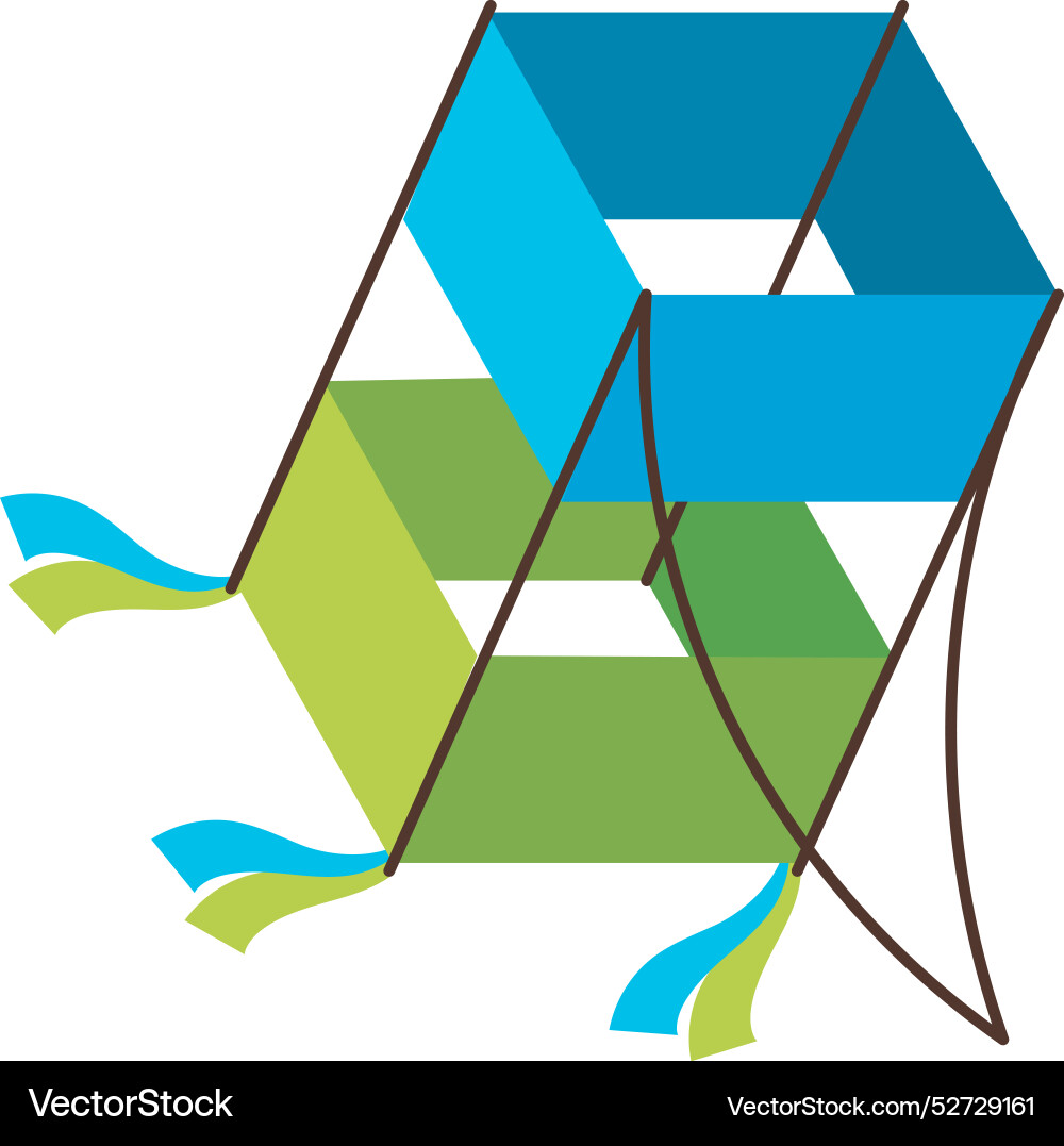 Box kite fly isolated Royalty Free Vector Image