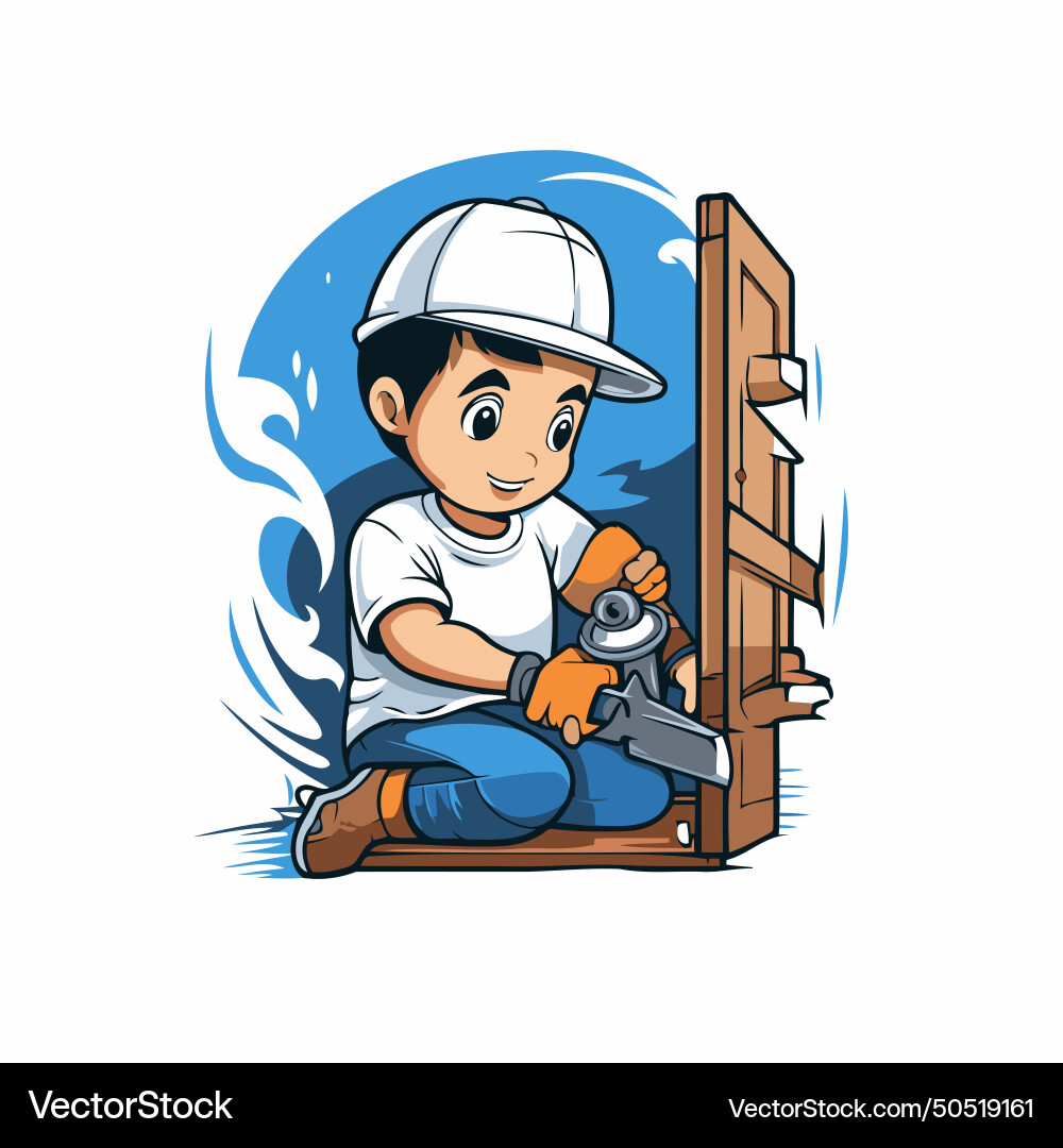 Carpenter with a carpenters tool Royalty Free Vector Image