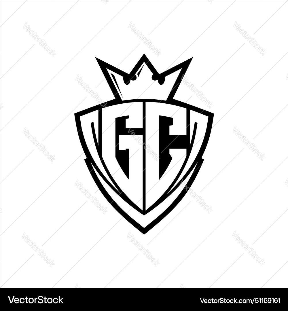 Gc letter logo with sharp triangle shield shape Vector Image