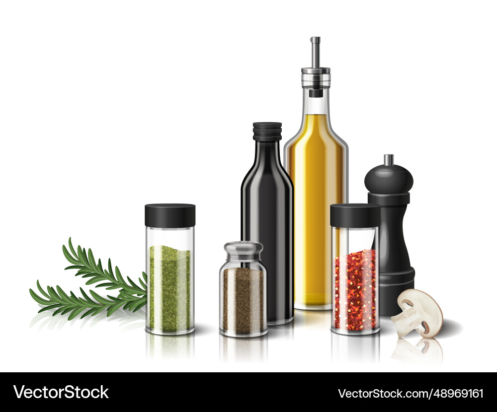 Kitchen spices realistic Royalty Free Vector Image