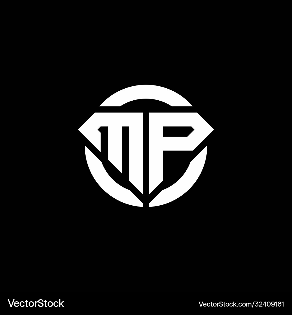 Mp monogram logo with diamond shape and ring Vector Image