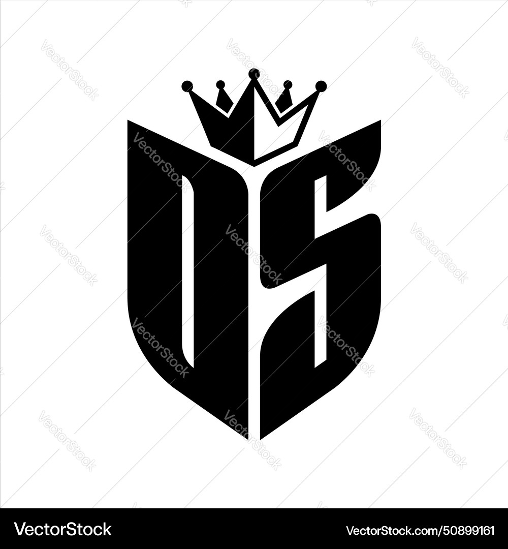 Os letter monogram with shield shape crown Vector Image