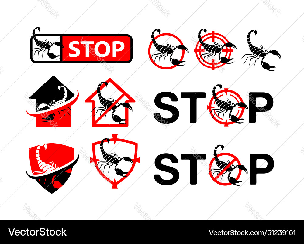 Pest control badges set design elements labels Vector Image