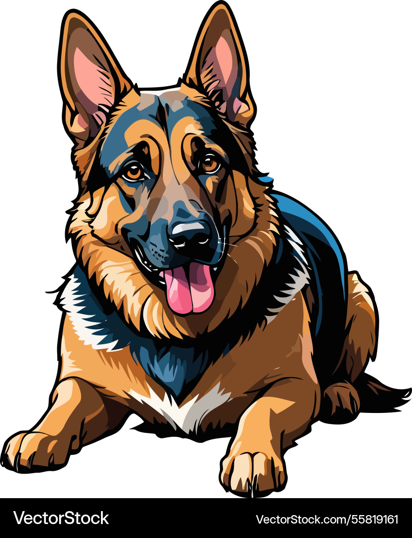 Resting german shepherd dog lying in a cozy spot Vector Image