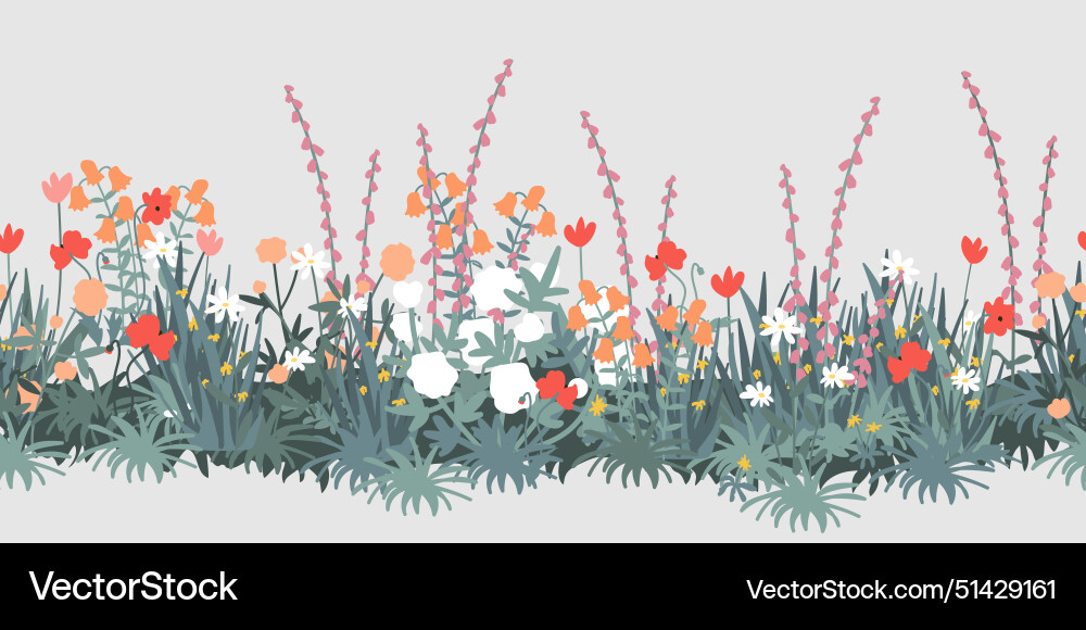 Seamless spring floral border with colorful Vector Image