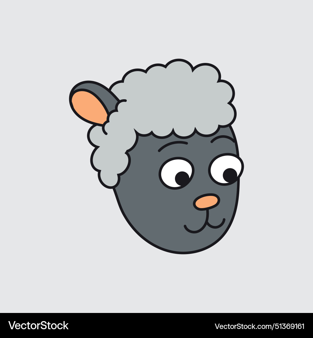 Sheep head cartoon style Royalty Free Vector Image