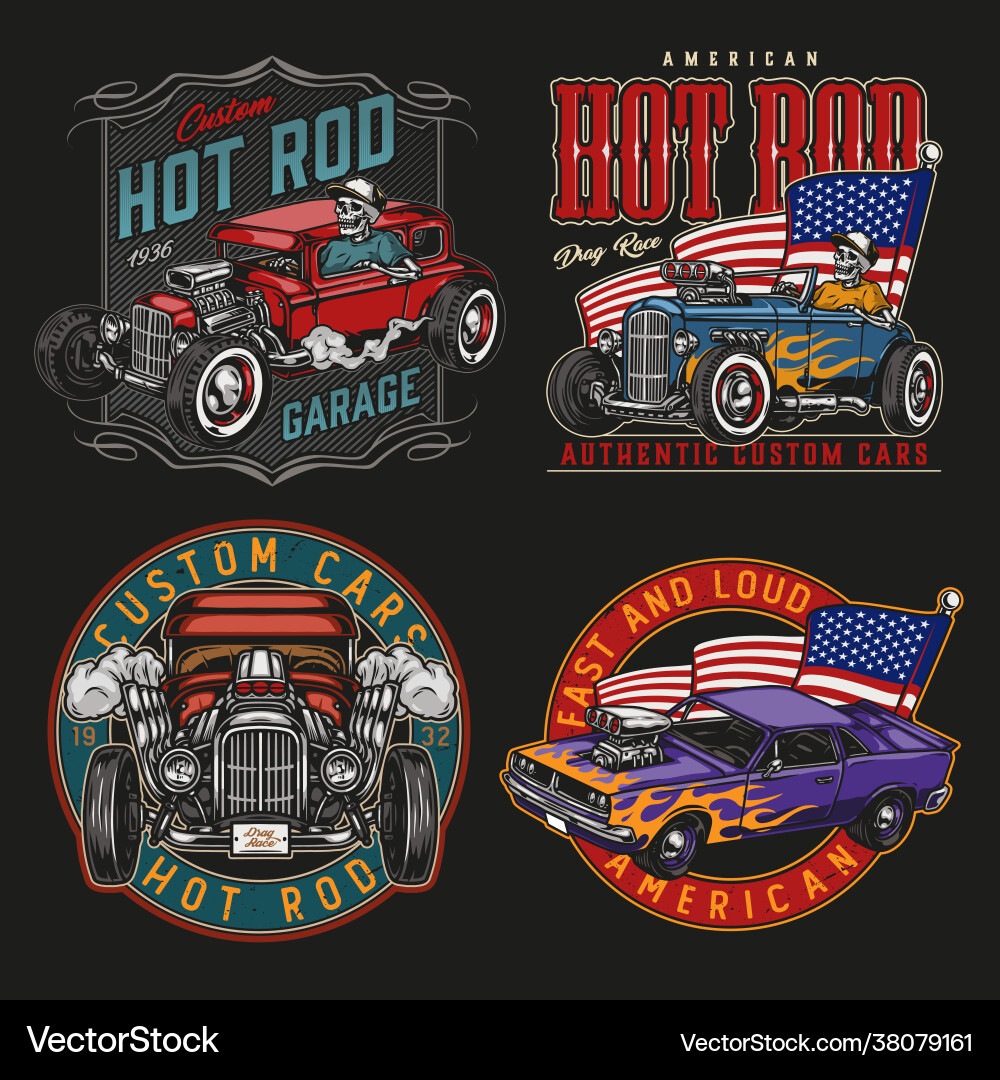 Vintage American Hot Rods Royalty Free Vector Image