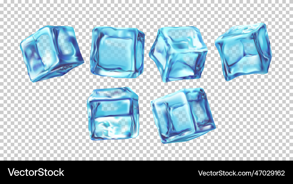 3d ice cubes freeze blocks for cocktail Royalty Free Vector