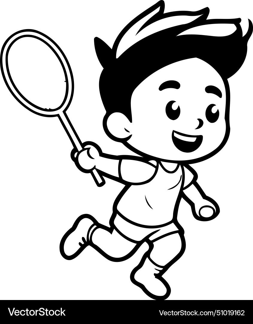 Badminton player cartoon character design Vector Image