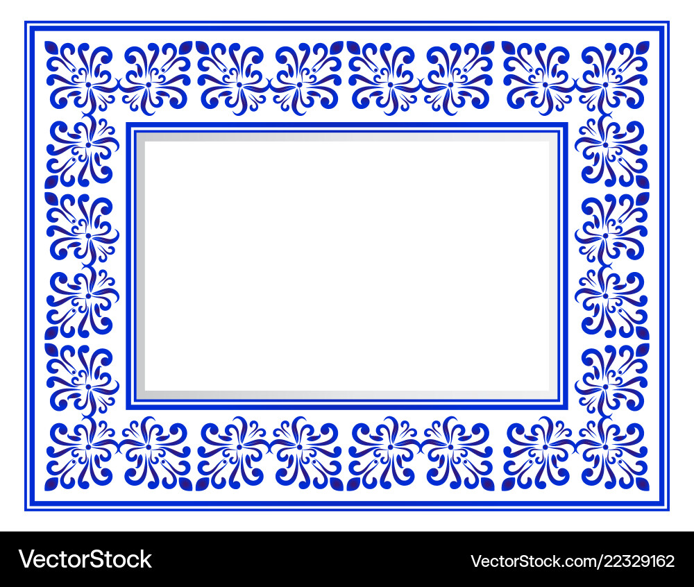 Ceramic Blue & White Frame – Royalty-Free Vector | VectorStock