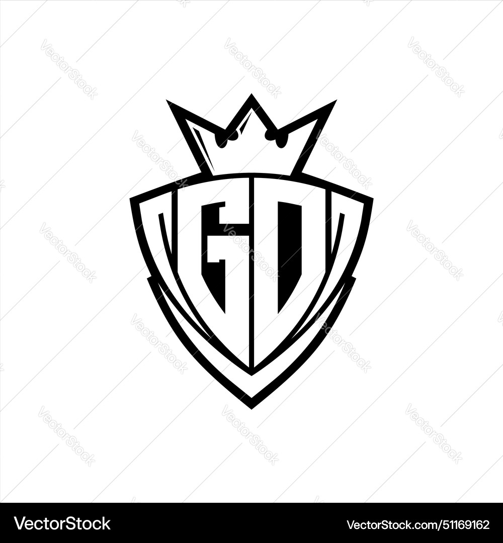 Gd letter logo with sharp triangle shield shape Vector Image