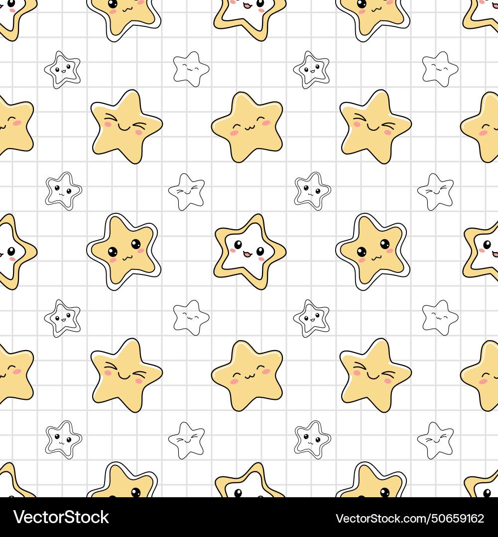 Hand drawn cute stars pattern seamless background Vector Image