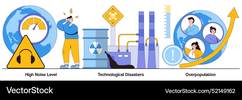 High noise level technological disasters Vector Image