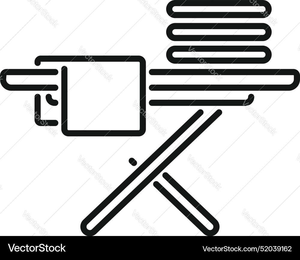 Ironing board holding stack of clothes line art Vector Image