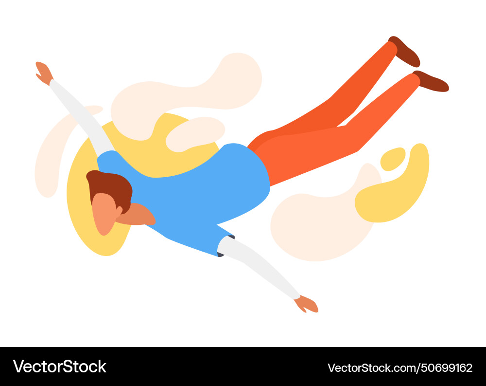 Man flying forward with arms open excited person Vector Image