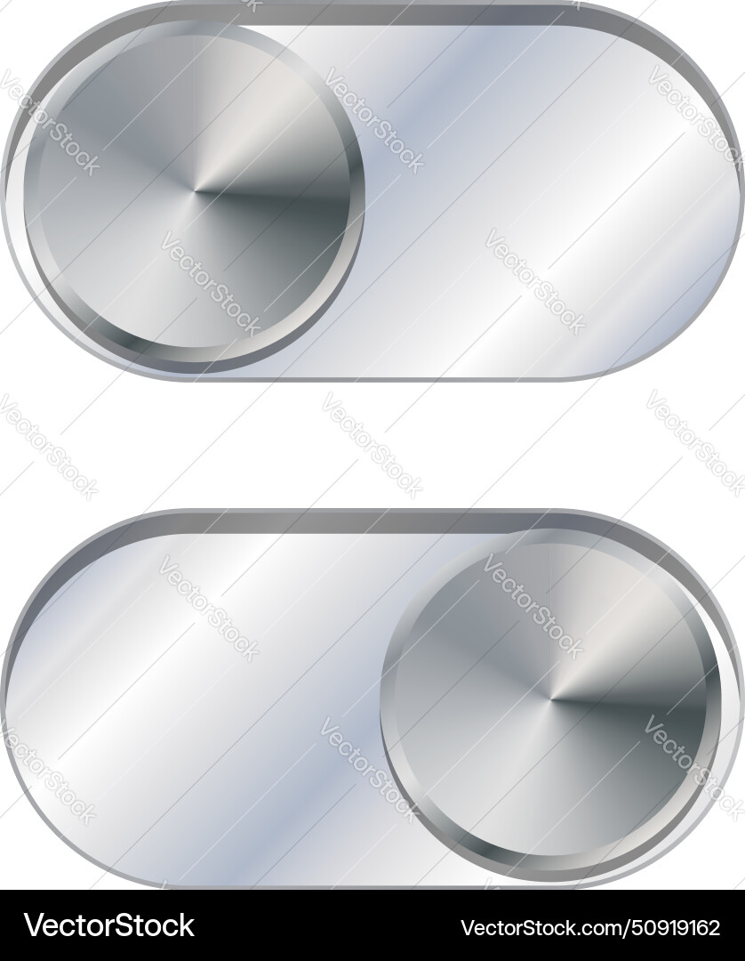 Toggle slider switch set brushed metal Royalty Free Vector