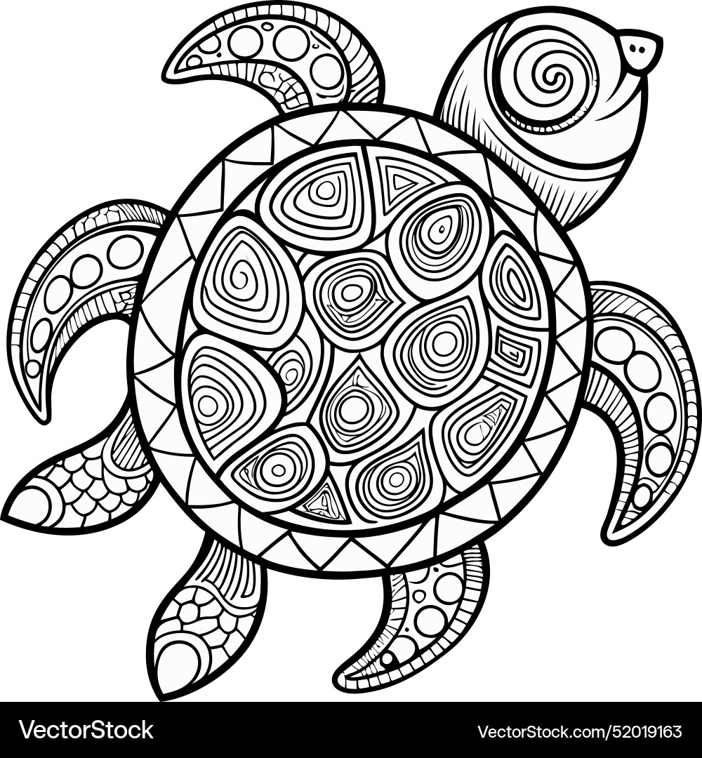 Beautiful turtle mandala arts isolated on white Vector Image