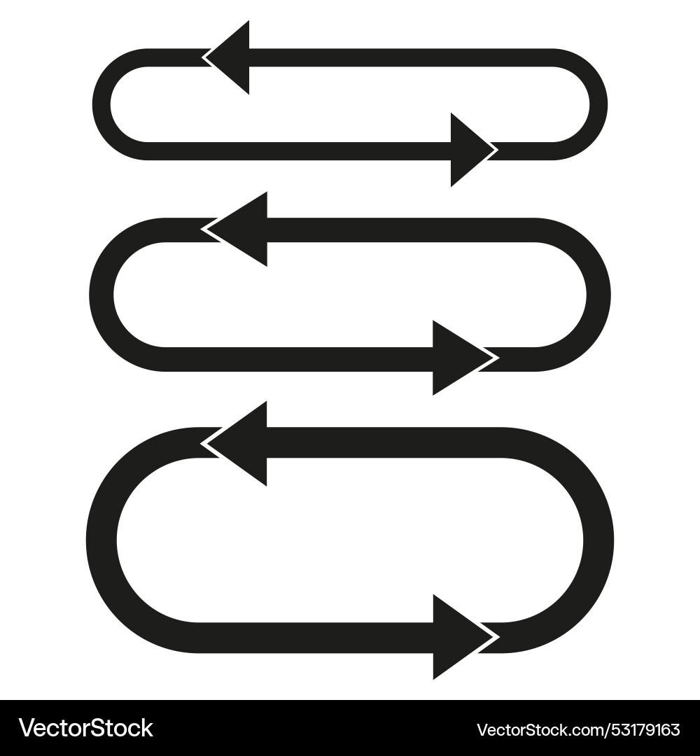 Curved arrows icons directional loop symbols Vector Image