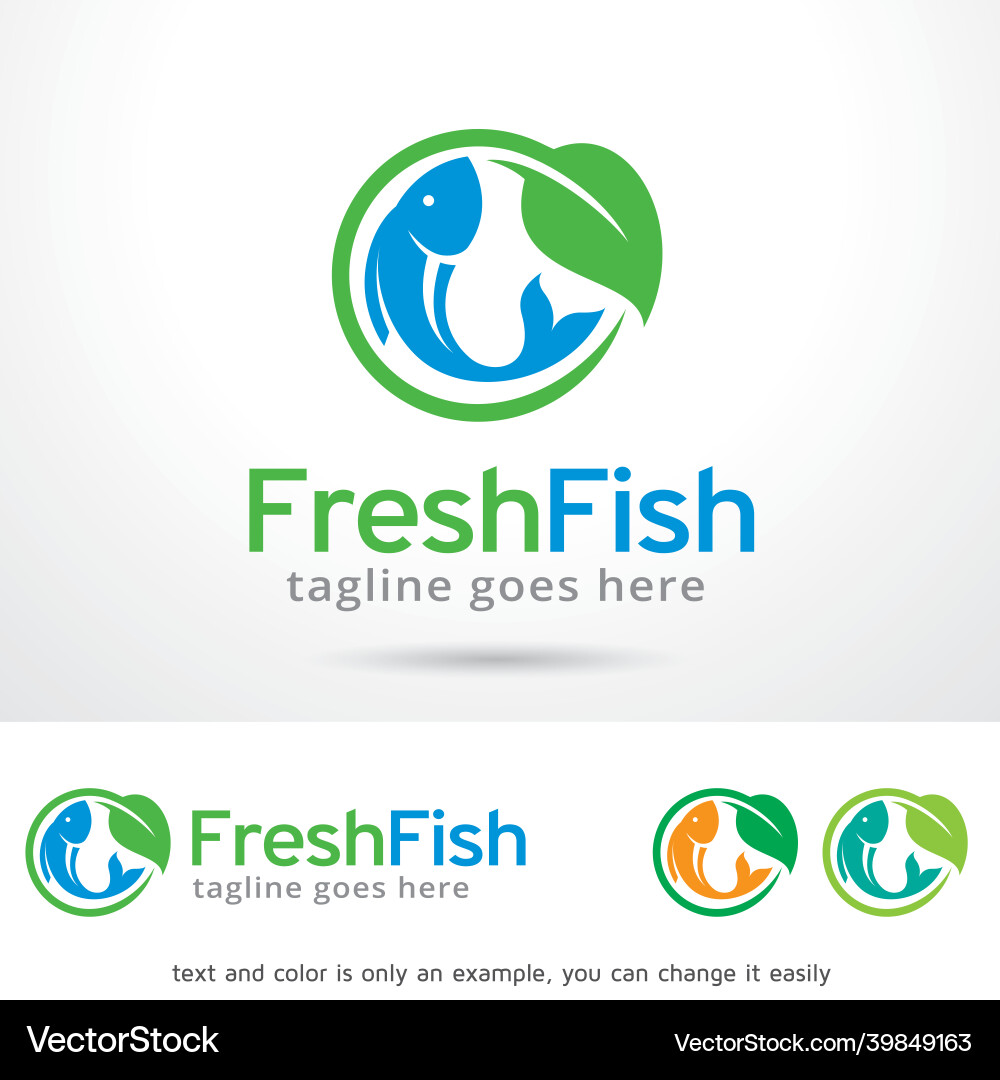 Fresh fish logo template design Royalty Free Vector Image
