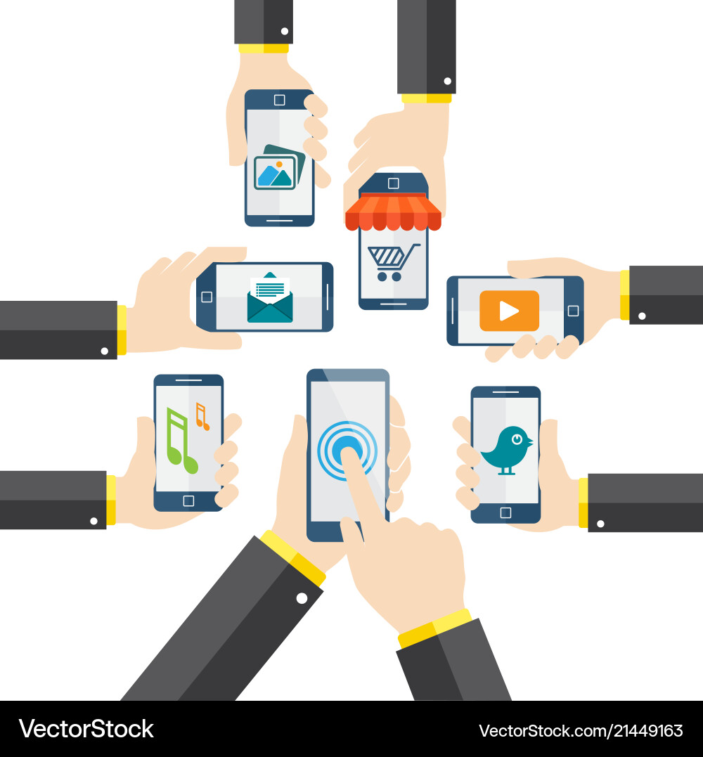 Hand holding mobile phone Royalty Free Vector Image