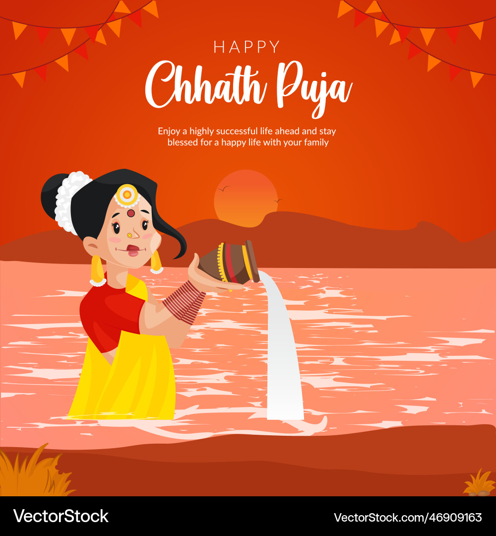 Happy chhath puja banner design template Vector Image