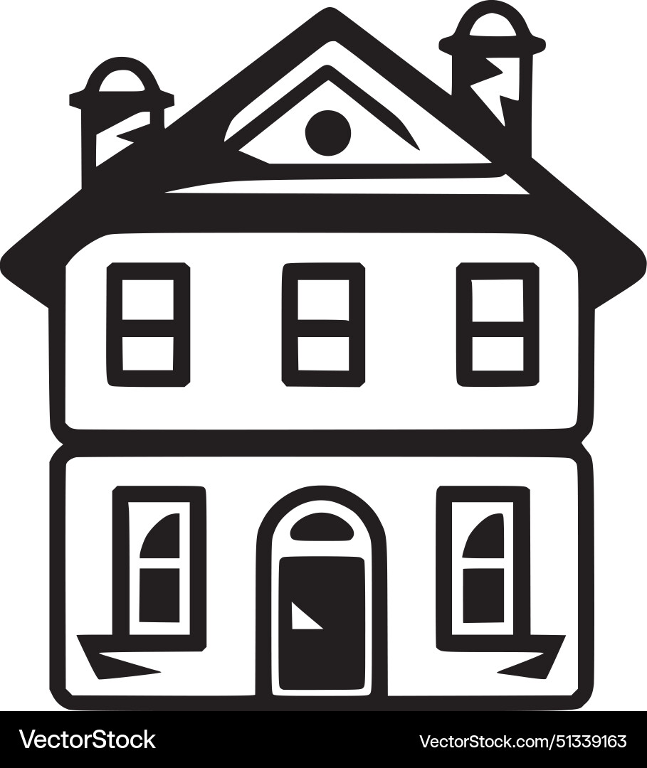 House - black and white Royalty Free Vector Image