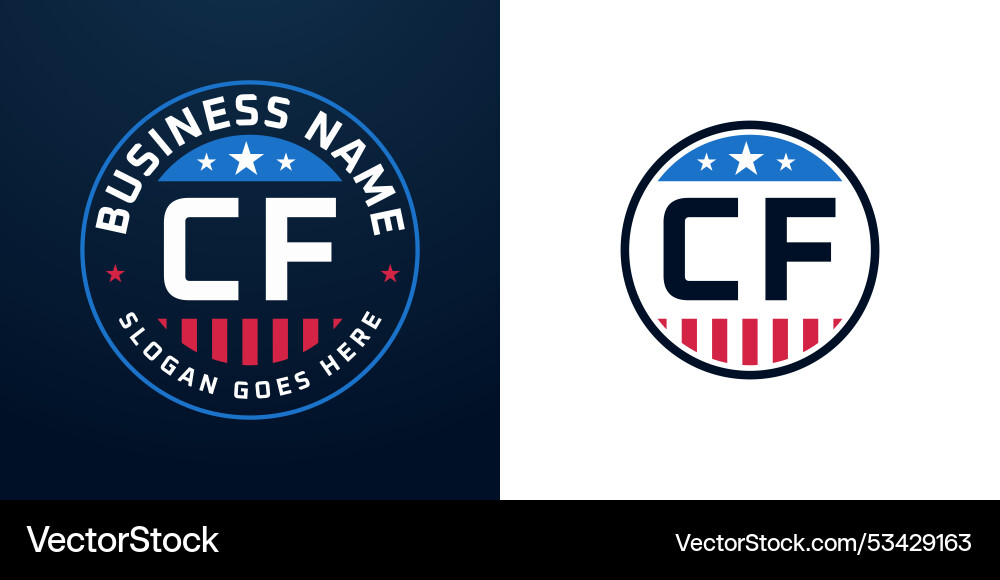 Patriotic cf logo design letter Royalty Free Vector Image