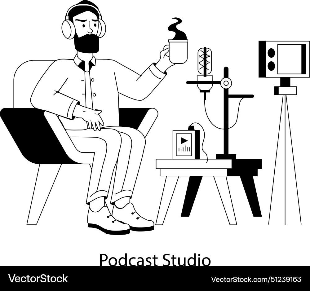 Podcast studio Royalty Free Vector Image - VectorStock