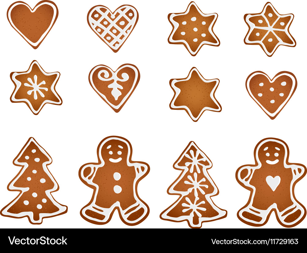 Set of gingerbread cookies decorative Royalty Free Vector