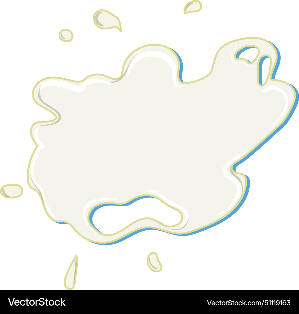 Spill milk splash cartoon Royalty Free Vector Image