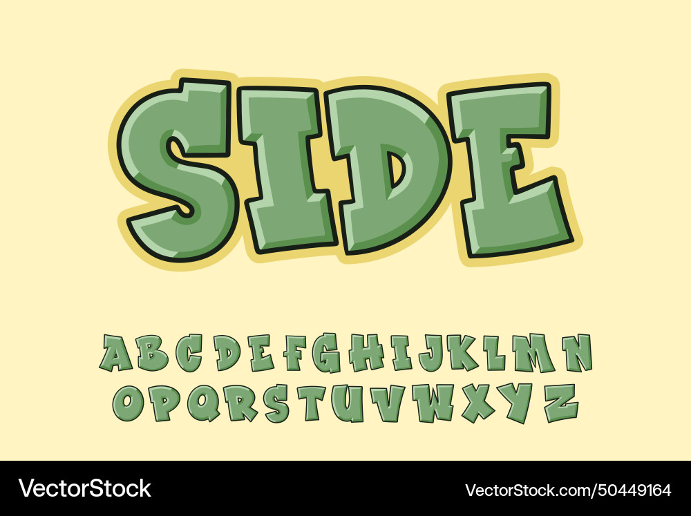 Alphabet green graffiti 3d text letters Royalty Free Vector