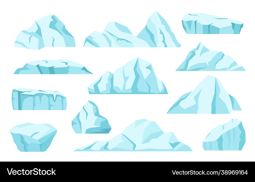Cartoon icebergs arctic ice rocks antarctic Vector Image