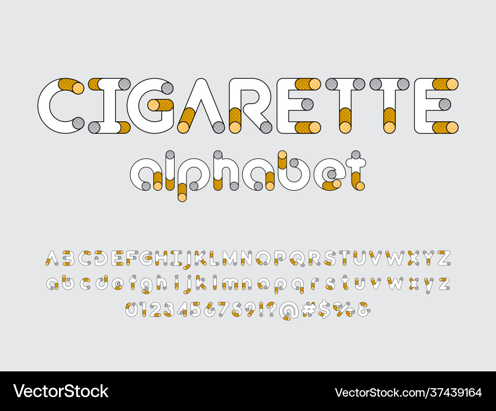 Cigarette font Royalty Free Vector Image - VectorStock