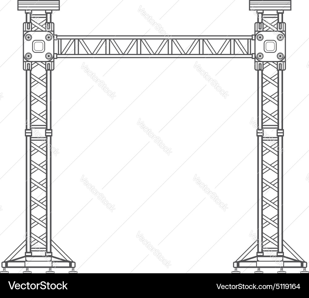 Dark contour truss tower lift construction Vector Image