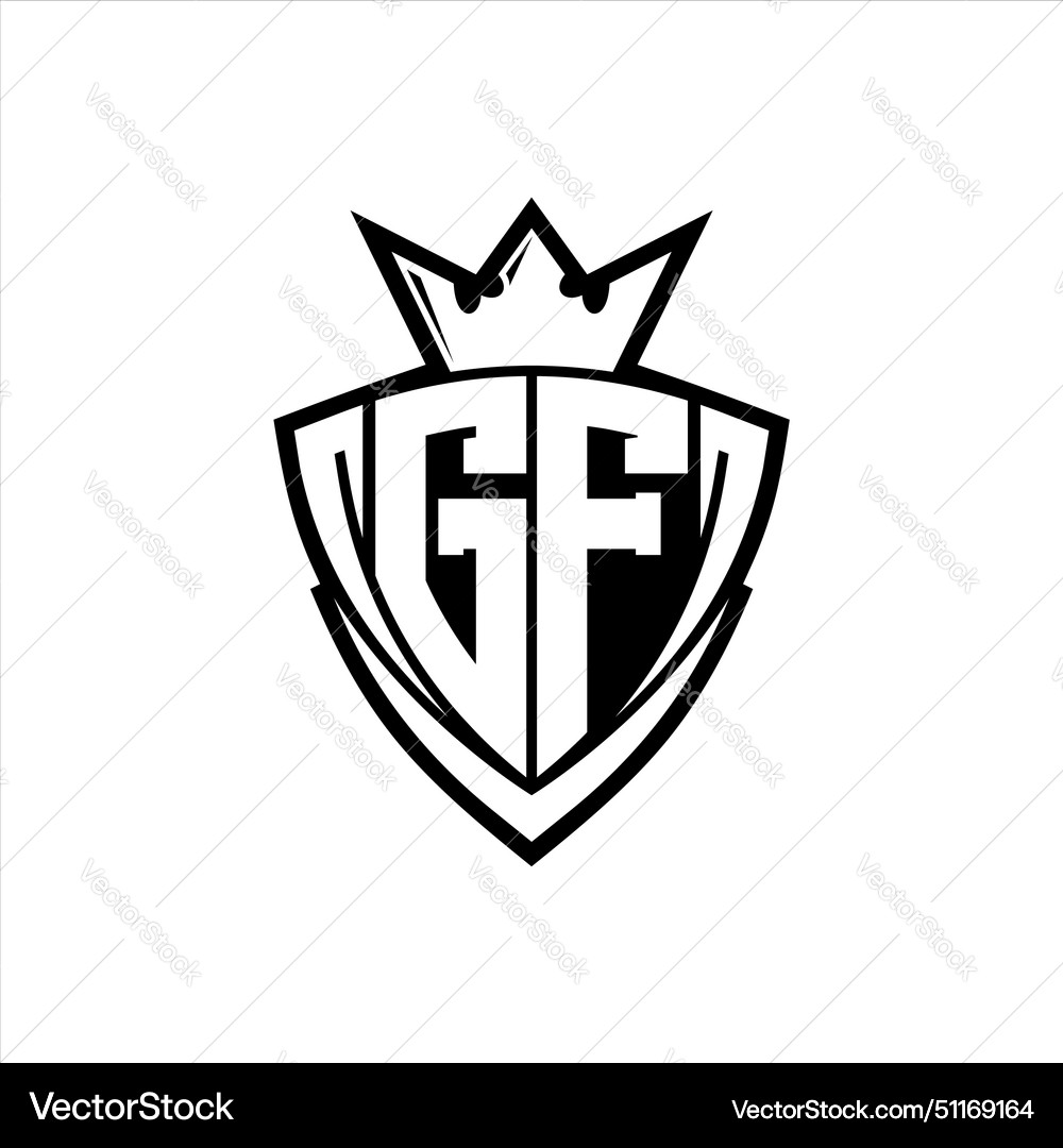 Gf letter logo with sharp triangle shield shape Vector Image