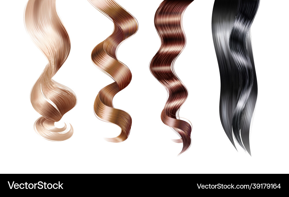 Hair strands realistic set Royalty Free Vector Image