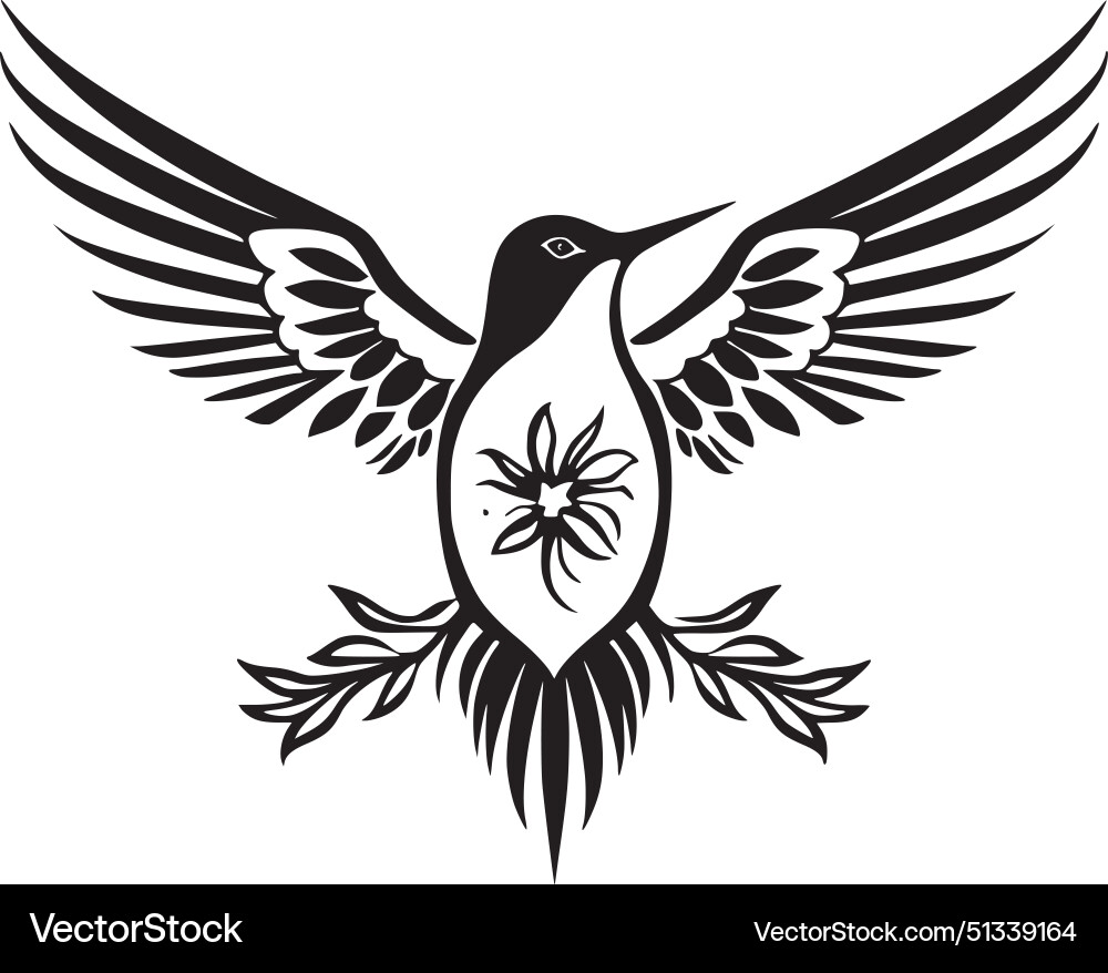 Hummingbird - black and white Royalty Free Vector Image