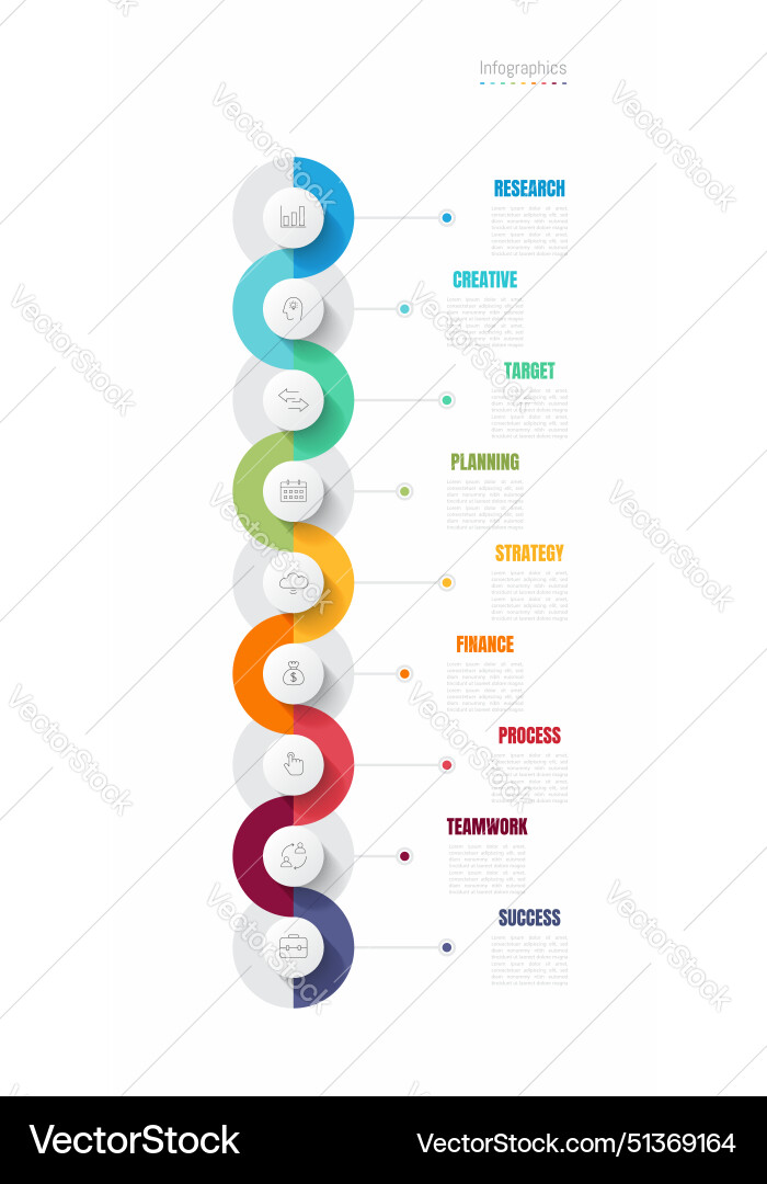 Infographic 9 options design element Royalty Free Vector