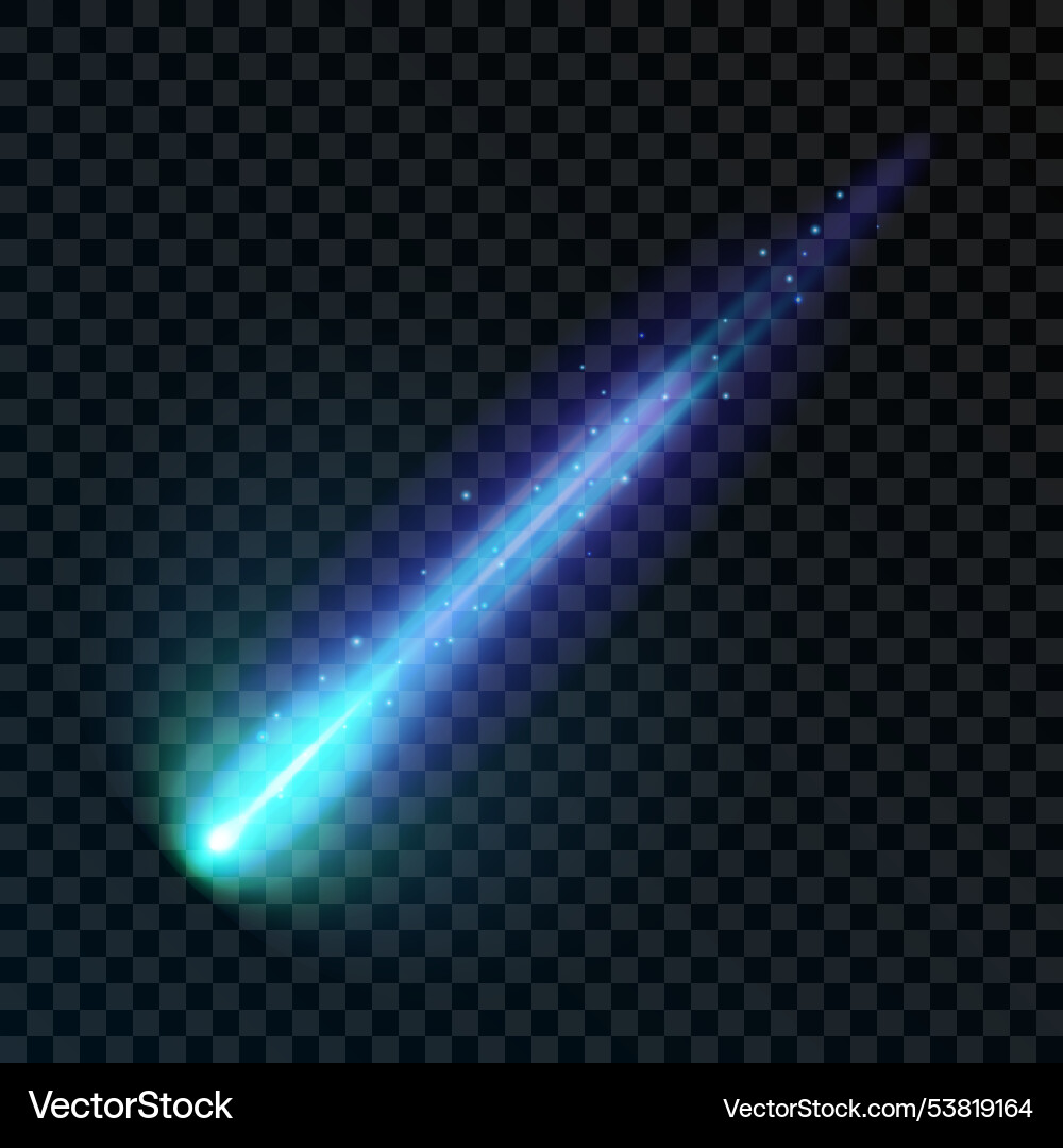 Isolated light effect of a burning blue comet Vector Image