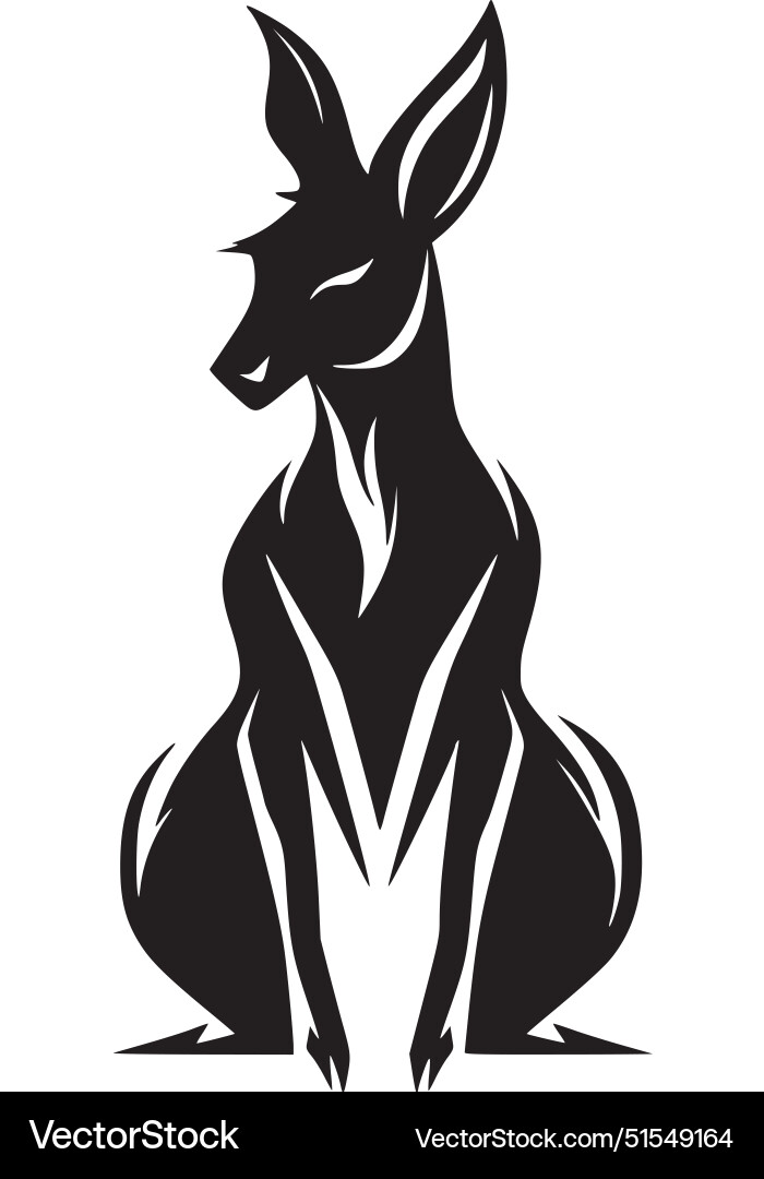 Kangaroo - black and white isolated icon Vector Image