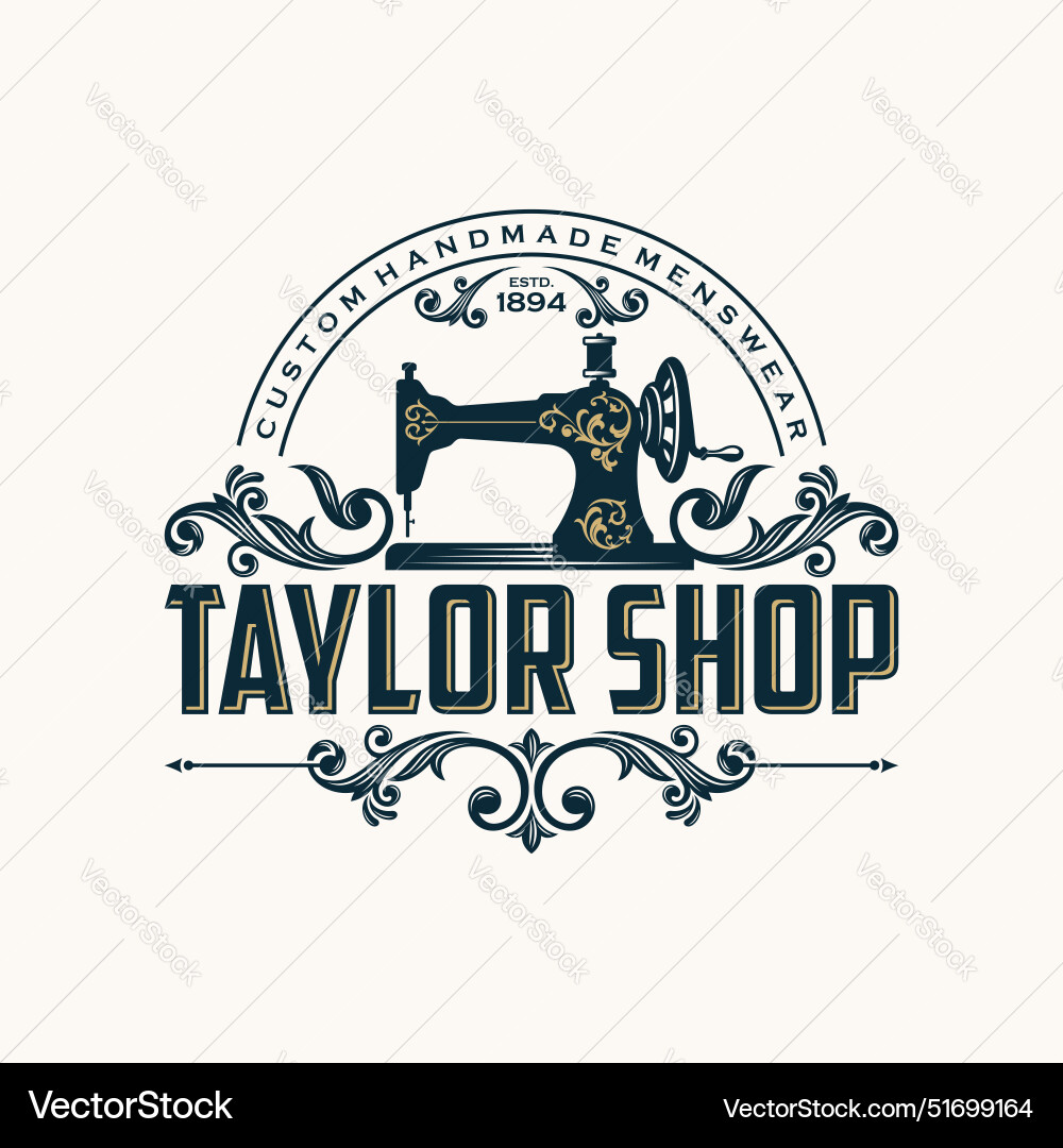 Luxury tailor logo template sewing silhouette Vector Image