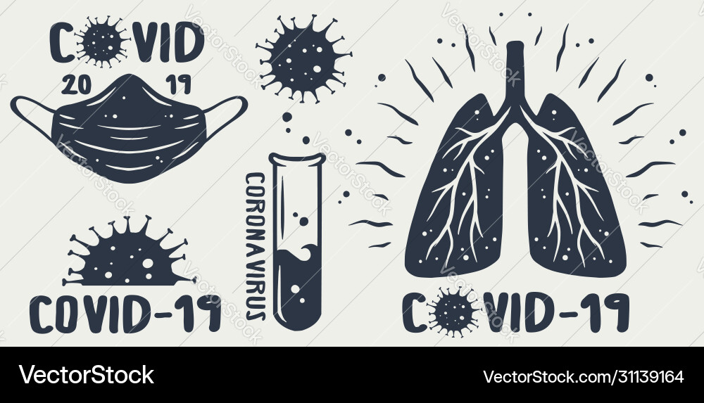 Microbe bacteria corona virus medic icons Vector Image