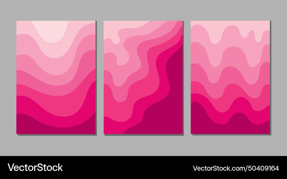 Trendy covers set cool abstract pink wave Vector Image
