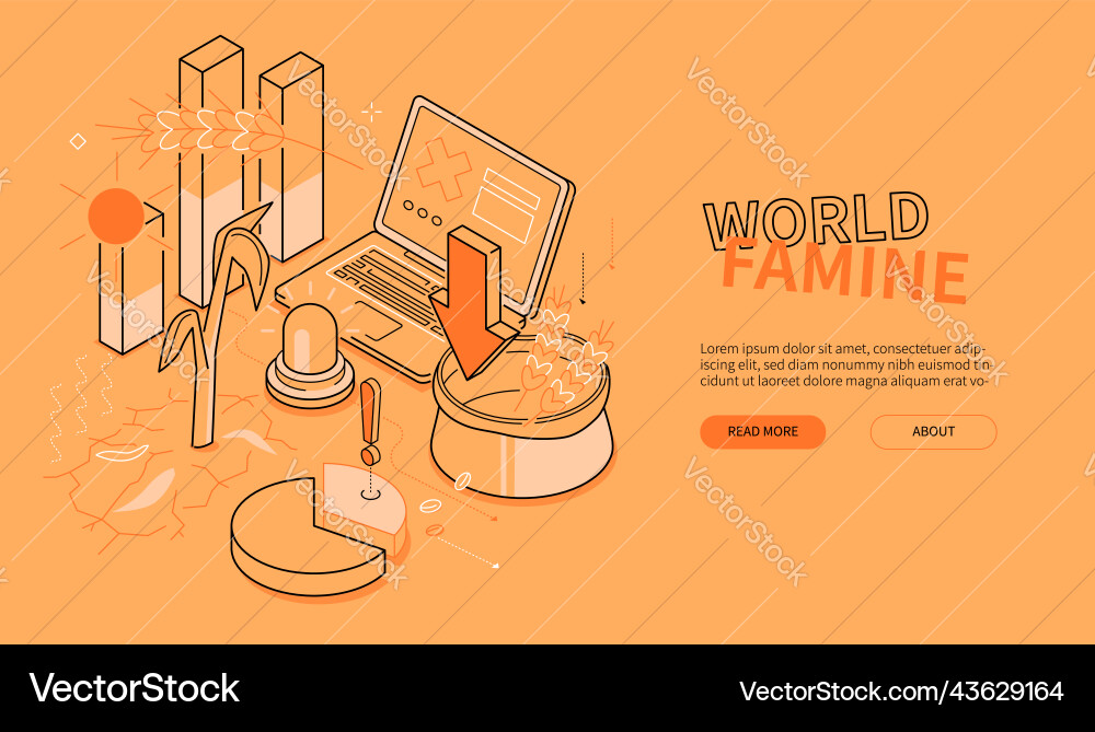 World famine - line design style isometric web Vector Image