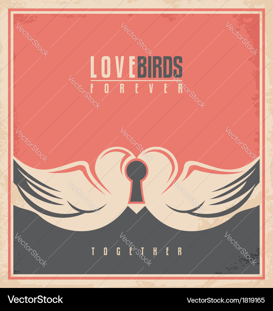 Birds in Keyhole - Romantic Love Royalty Free Vector Image